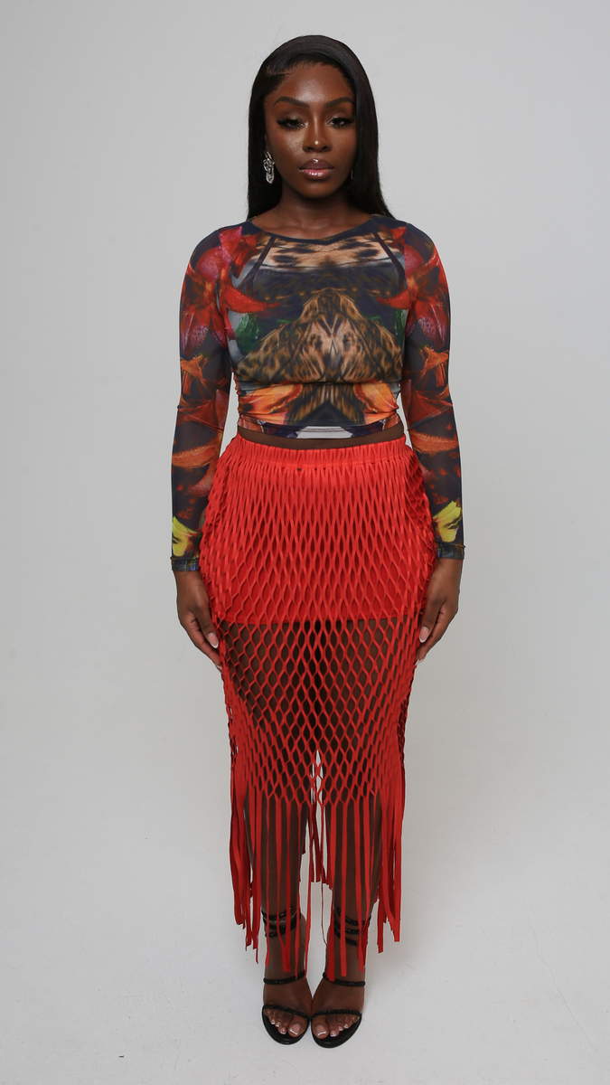 Fleur Long Sleeve Mesh Top - Midnight Blossom – Farai London